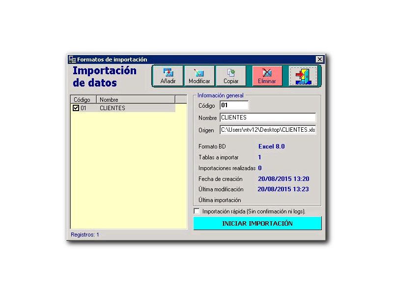 Soporte via | 49 · Importar datos